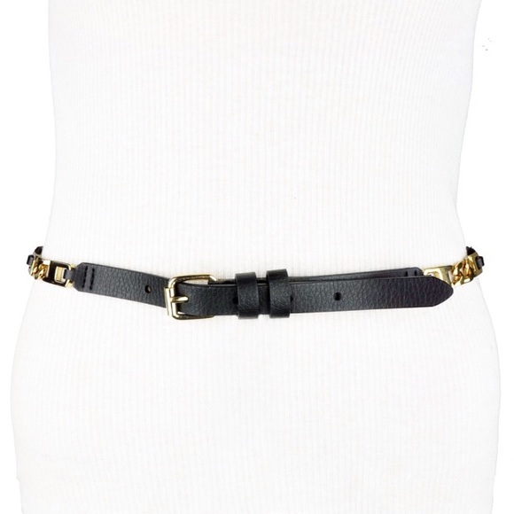 BCBGMaxAzria | Accessories | Bcbg Waist Belt Gold Toned Chain Black ...